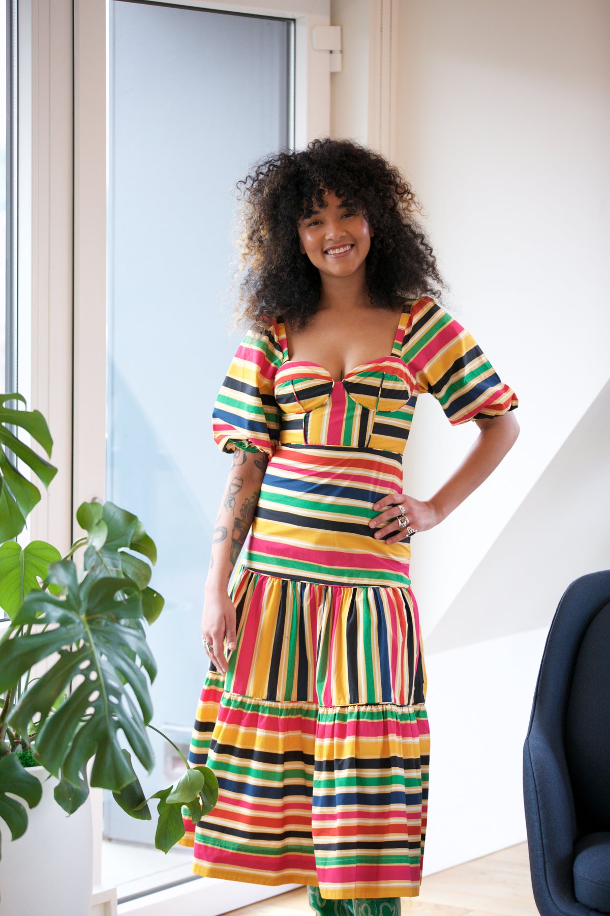 Farm Rio Rainbow Stripes Midi Dress - Adorn
